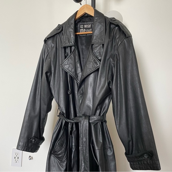 U2 Wear Me Out | Jackets & Coats | Vintage Leather Trench Coat | Poshmark